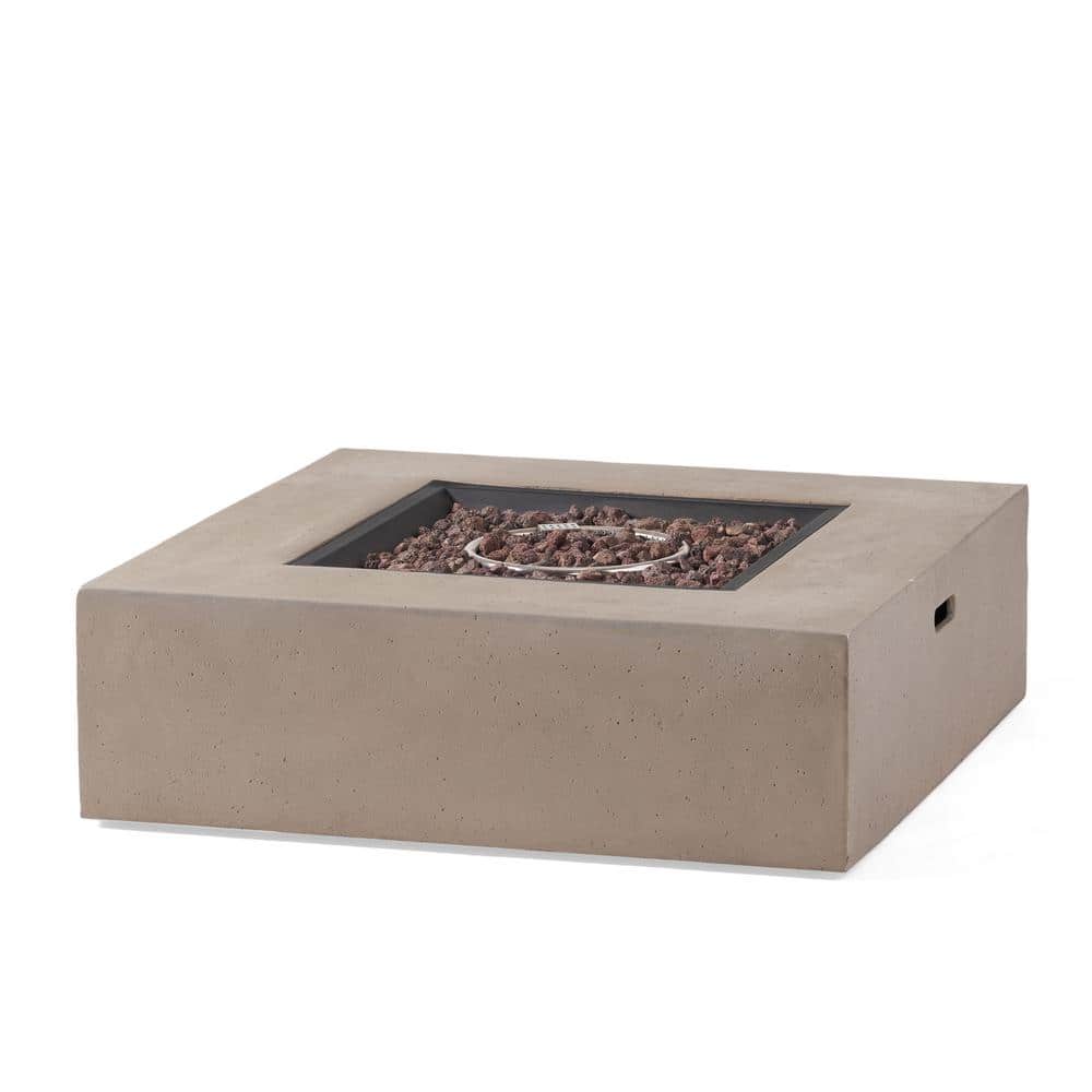 Noble House Mayfair Light Gray Square Stone Fire Pit (No Tank Holder ...