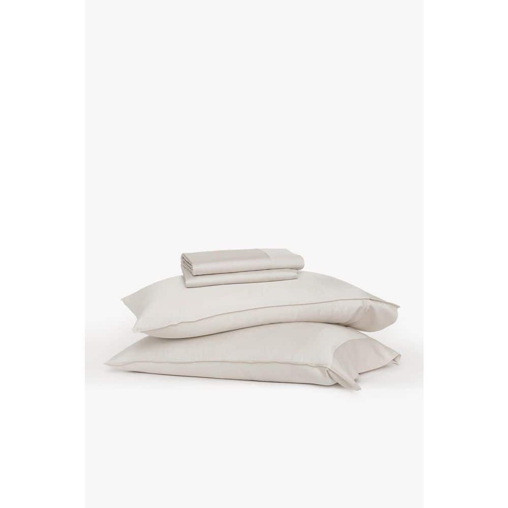 BUFFY 4-Piece Light Grey Eucalyptus TENCEL Lyocell Linen Full Sheet Set ...