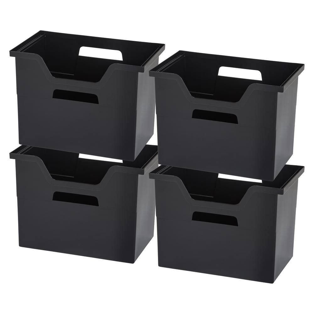 IRIS Large Desktop File Box in Black (4 per Pack) 585284 - The Home Depot