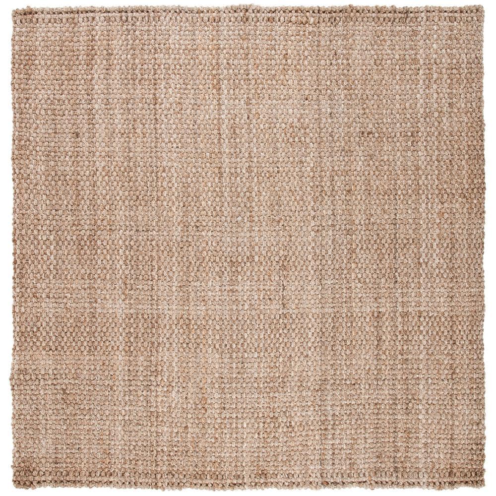 SAFAVIEH Natural Fiber Beige 7 ft. x 7 ft. Woven Crosstitch Square Area ...