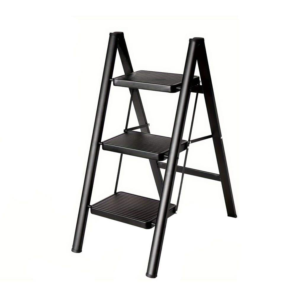 maocao hoom 3 Step Ladder Aluminum Light Folding Step Bench Wide Non ...