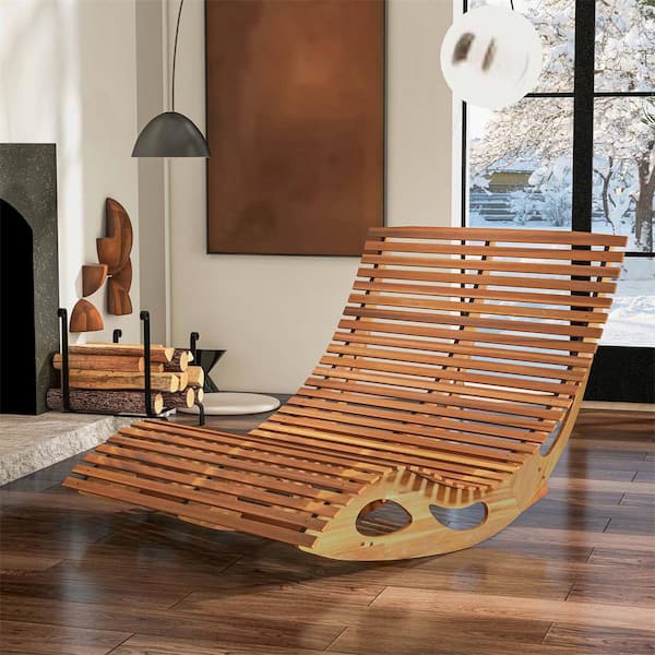 Costway Wood Outdoor Double Chaise Lounge for 2 with High Costway Wood Outdoor Double Chaise Lounge for 2 with High