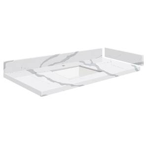 Transolid Silestone 37 in. W x 22.25 in. D Quartz White Rectangular ...