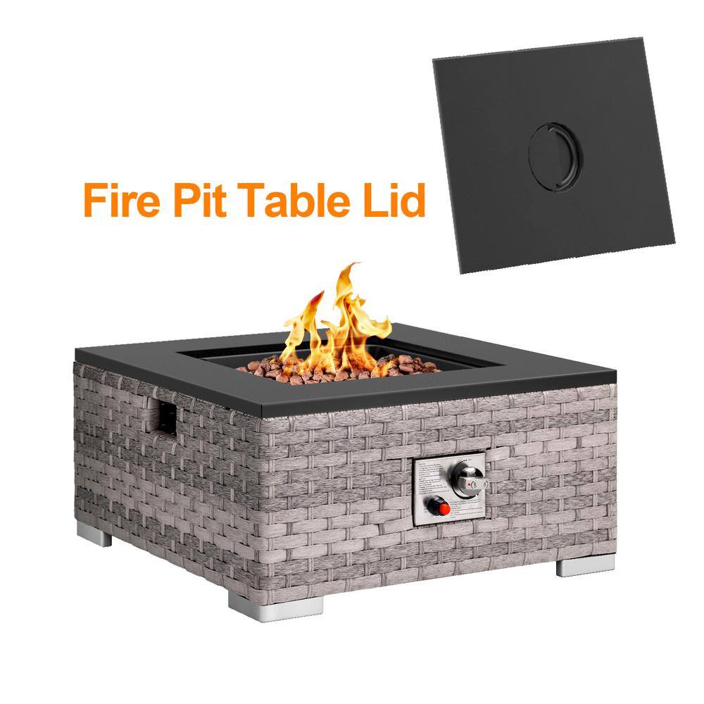 Cesicia 23.6 in. 50,000 BTU Square Propane Fire Pit Table, Gas Fire ...