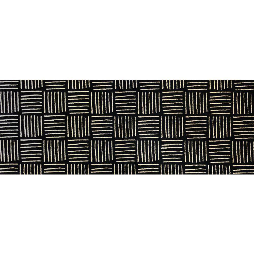 Studio 67 Weave 2.29 ft. x 6.25 ft. Black and White Basket Weave ...