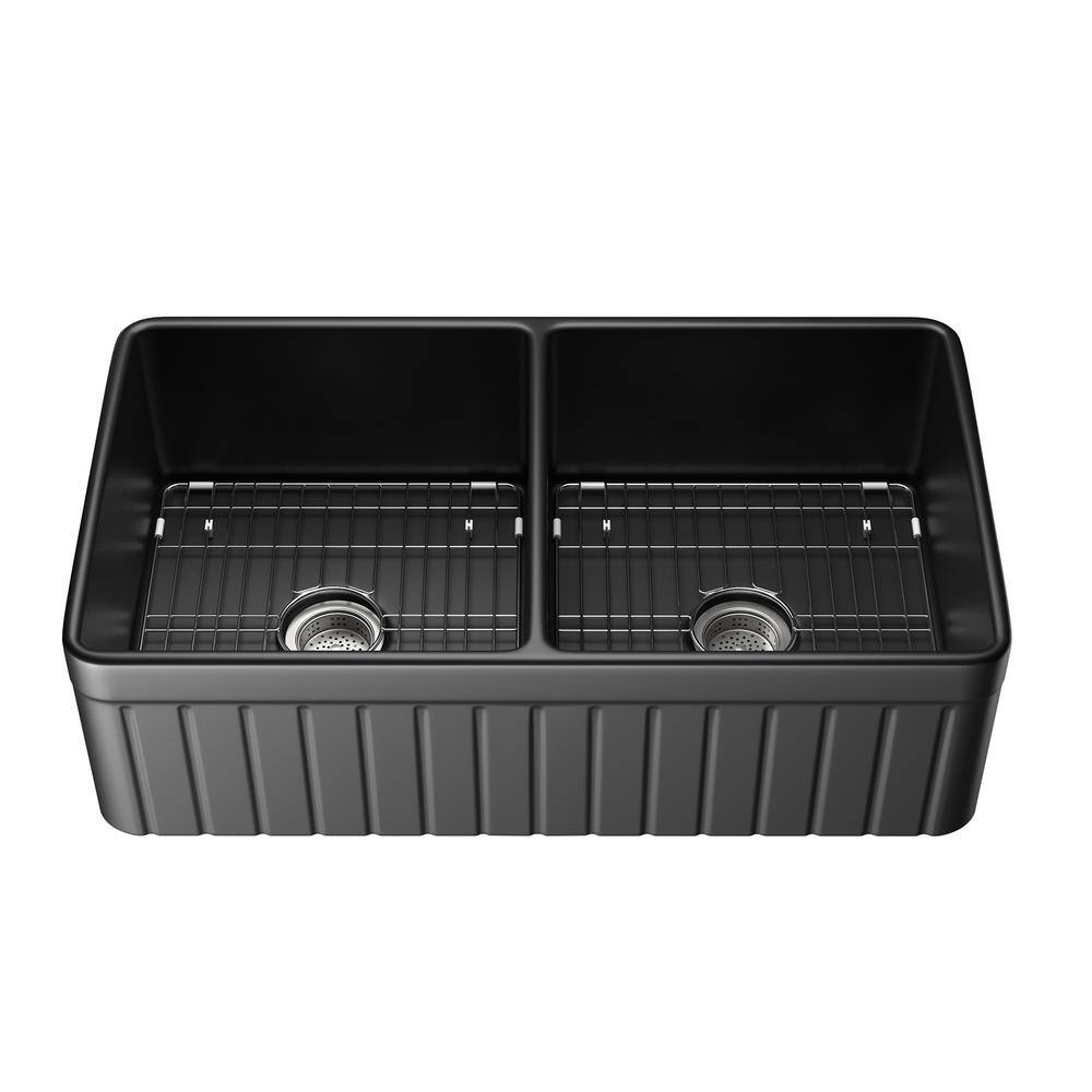 Getpro Rectangular Apron Front Farmhouse Kitchen Sink 33 In Double