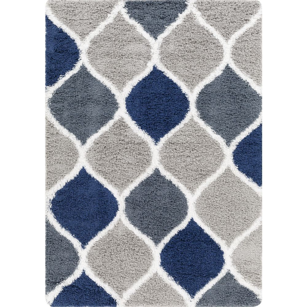 Livabliss Urban Shag Blue/Multi Modern 5 ft. x 7 ft. Indoor Area Rug ...