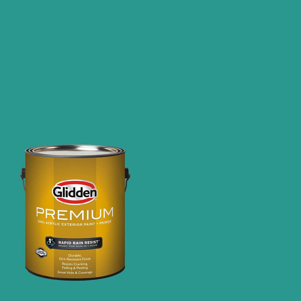 Glidden Premium 1 gal. Azure Tide PPG1231-6 Satin Exterior Latex Paint ...