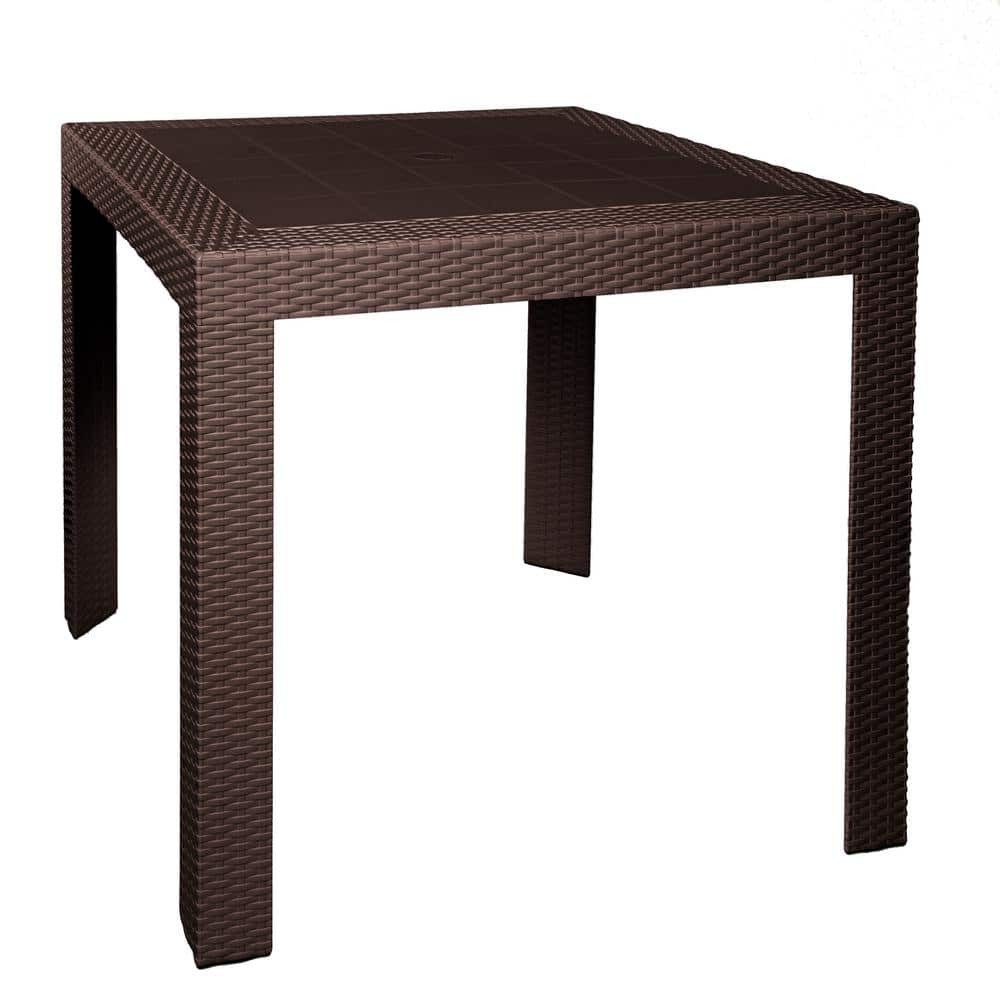 Leisuremod Mace Brown Square Plastic Outdoor Dining Table MT31BR - The ...