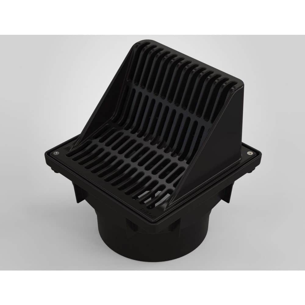 RELN Vortex Series 6 in. x 6 in. x 9 in. Black Plastic Square Downspout ...
