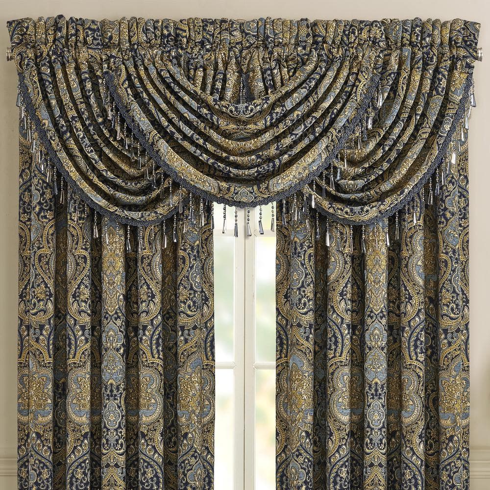 Palmer Teal Polyester Window Waterfall Valance 2357026WTRSW - The Home ...