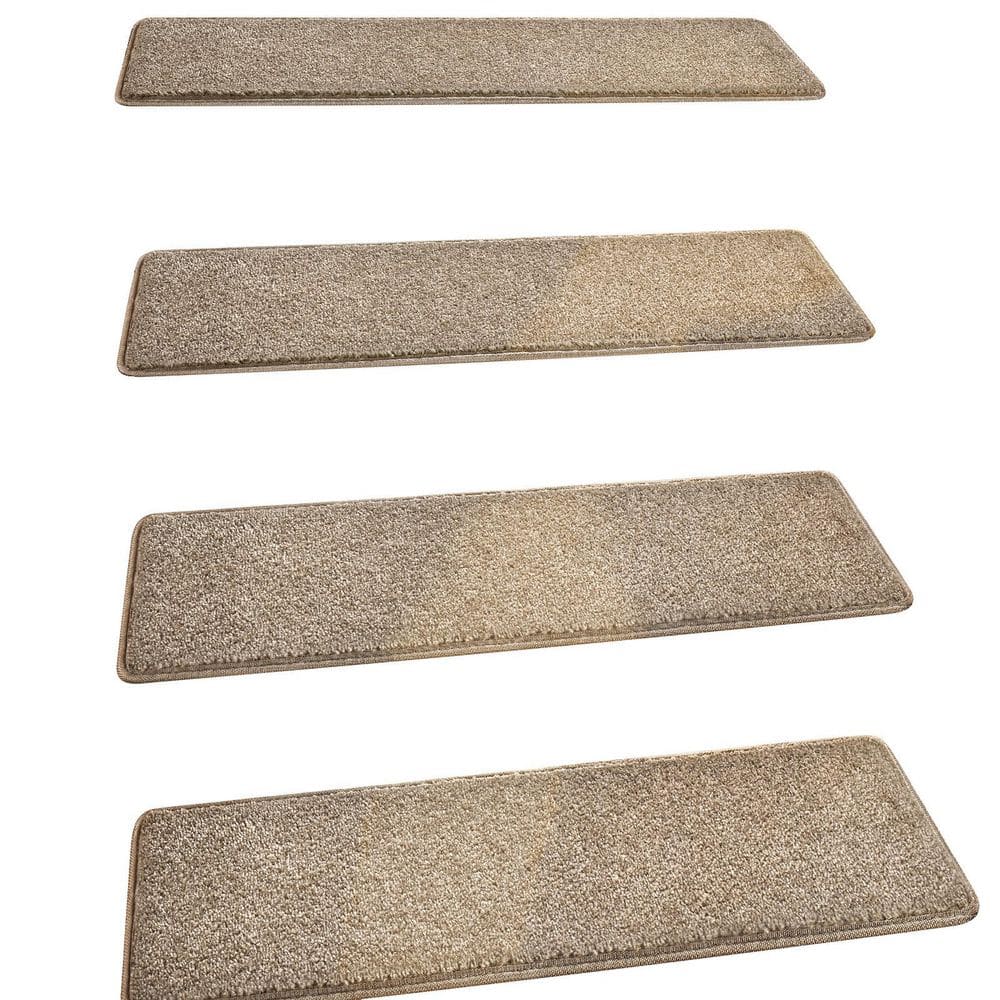 PURE ERA Cream Grey 8 in. x 30 in. Polypropylene Carpet Stair Tread ...