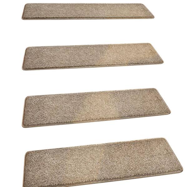PURE ERA Cream Grey 8 in. x 30 in. Polypropylene Carpet Stair Tread ...