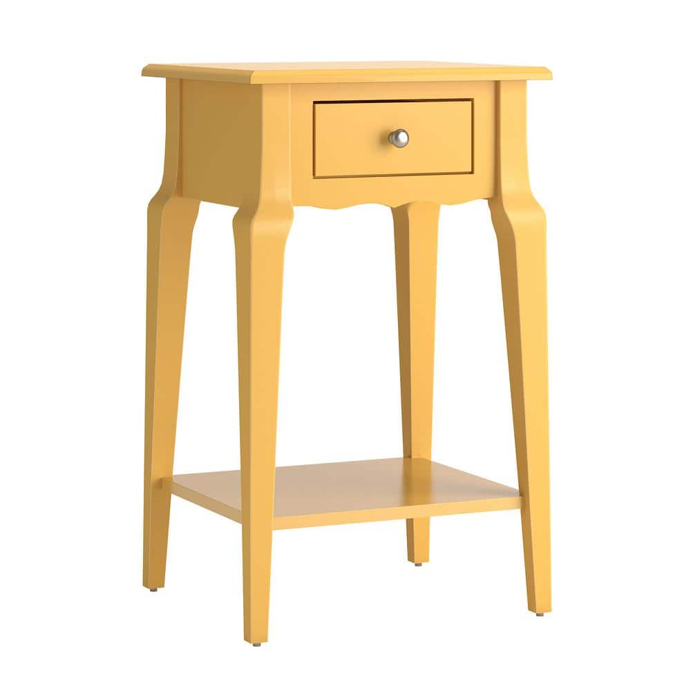 HomeSullivan 16.75 in. Banana Yellow 1-Drawer Wood Storage End Table ...