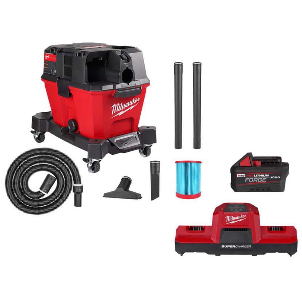 Milwaukee M18 FUEL 6 Gal. Cordless Wet/Dry Shop Vacuum with REDLITHIUM ...