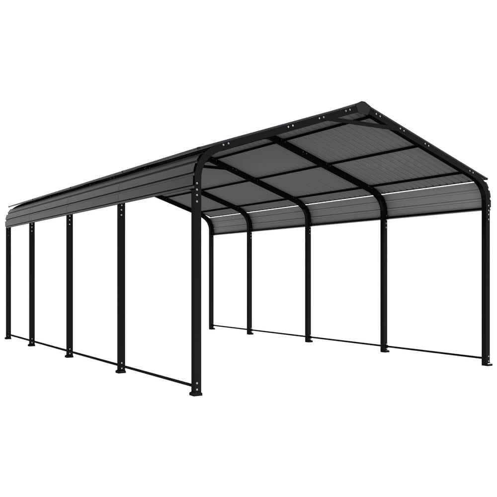 Sizzim 12 ft. W x 20 ft. D Eggshell Shaped Galvanized Steel Carport Car Canopy and Shelter ...