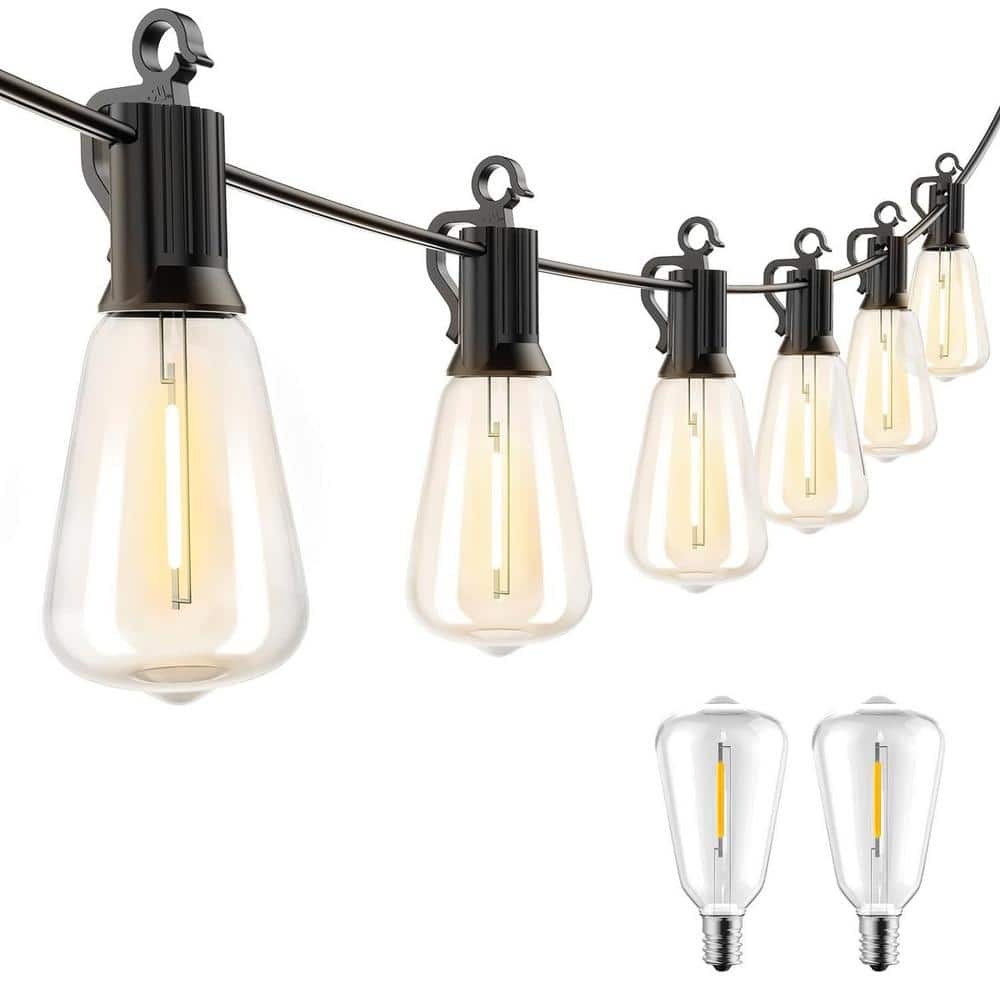 Brightown 52-Light (2-Spare) 100 ft. Indoor/Outdoor Plug-In Integrated LED Edison String -Light ...