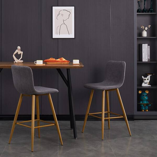 Homy Casa Scargill 26 in. Grey Upholstered Metal Frame Counter Stool with Fabric Seat set of 2 SCARGILL COUNTER BAR DARK GERY