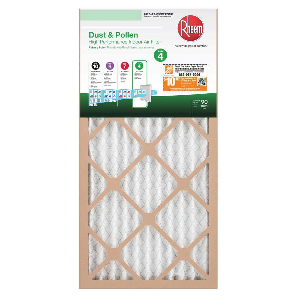 Rheem 10 x 20 x 1 Basic Household Pleated MERV 8 - FPR 4 Air Filter ...