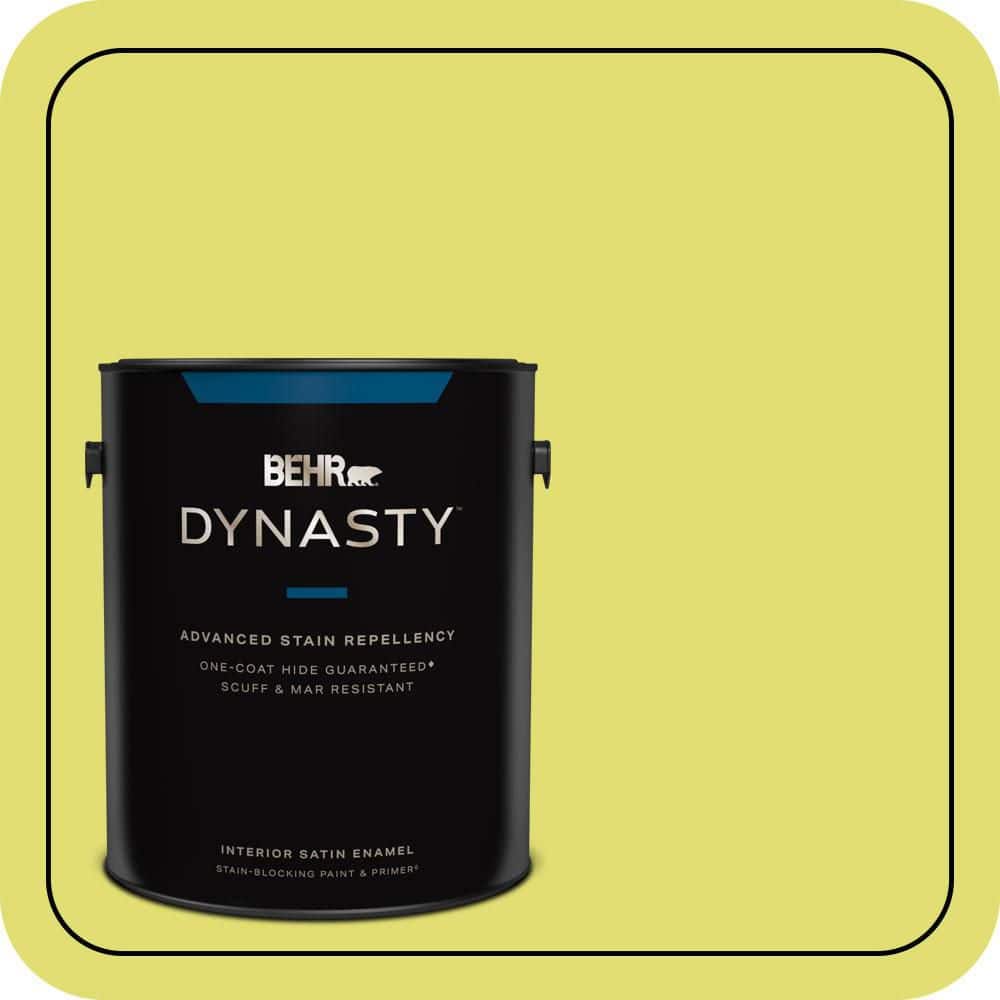 BEHR DYNASTY 1 gal. #400B-4 Citron Satin Enamel Interior Stain-Blocking ...