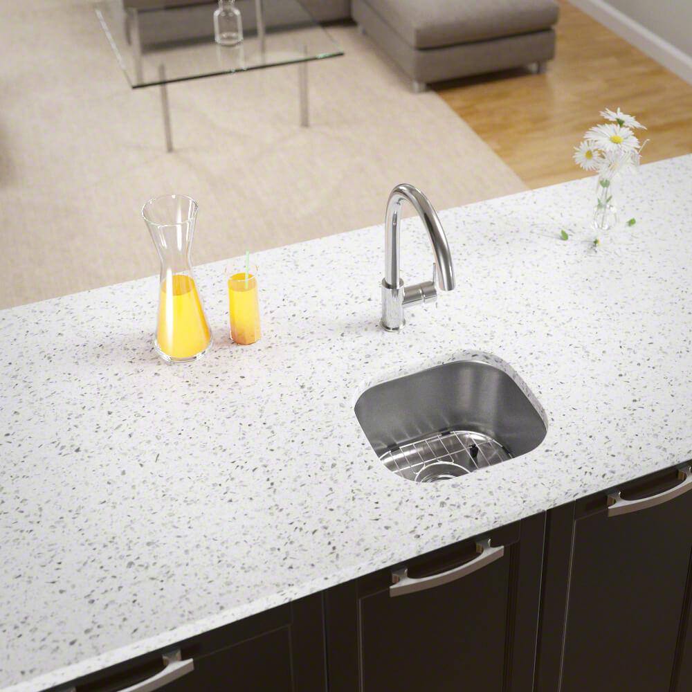 MR Direct Stainless Steel 15 in. Undermount Bar Sink with Additional ...