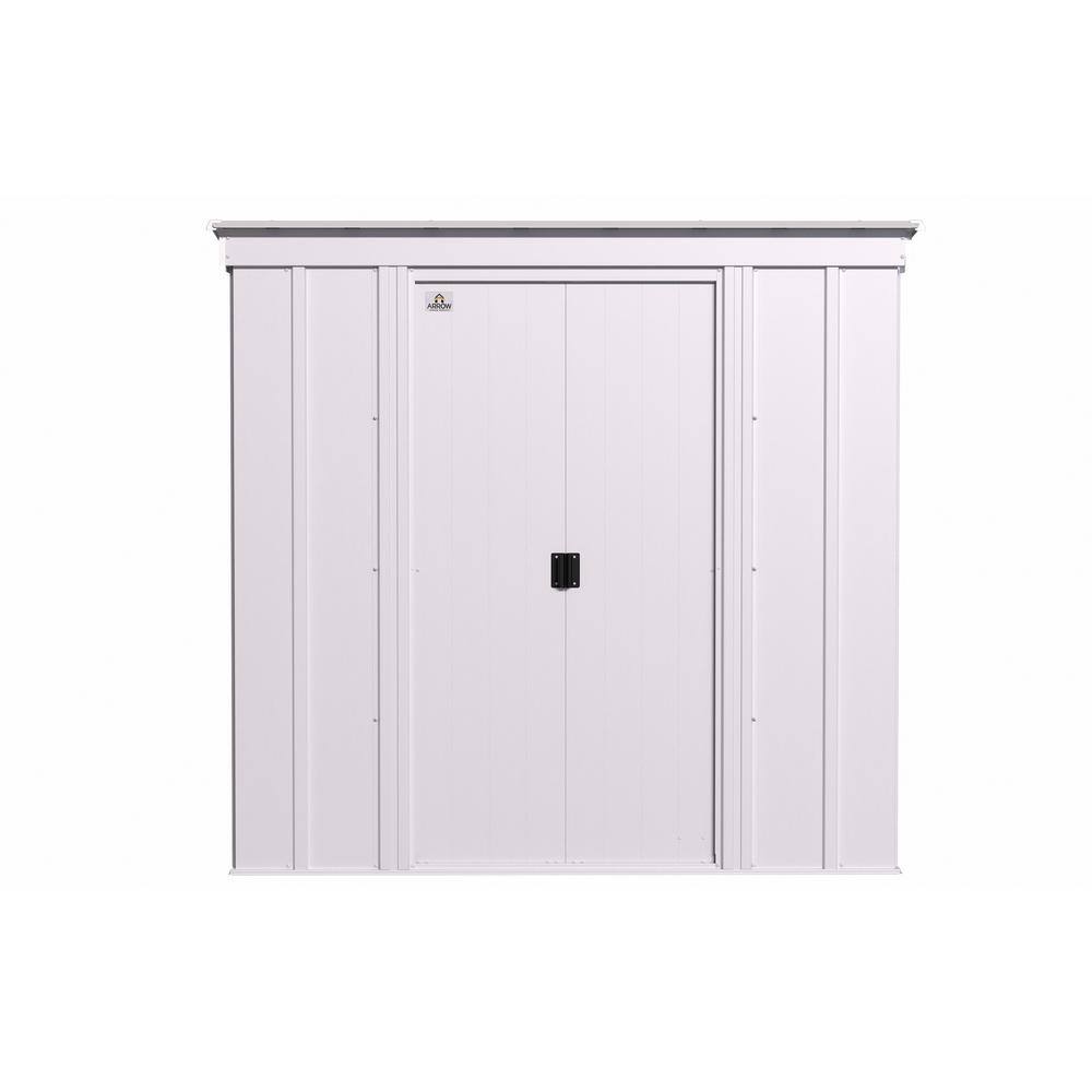 Arrow 6 ft. x 4 ft. Light Grey Metal Storage Shed With Pent Style Roof ...
