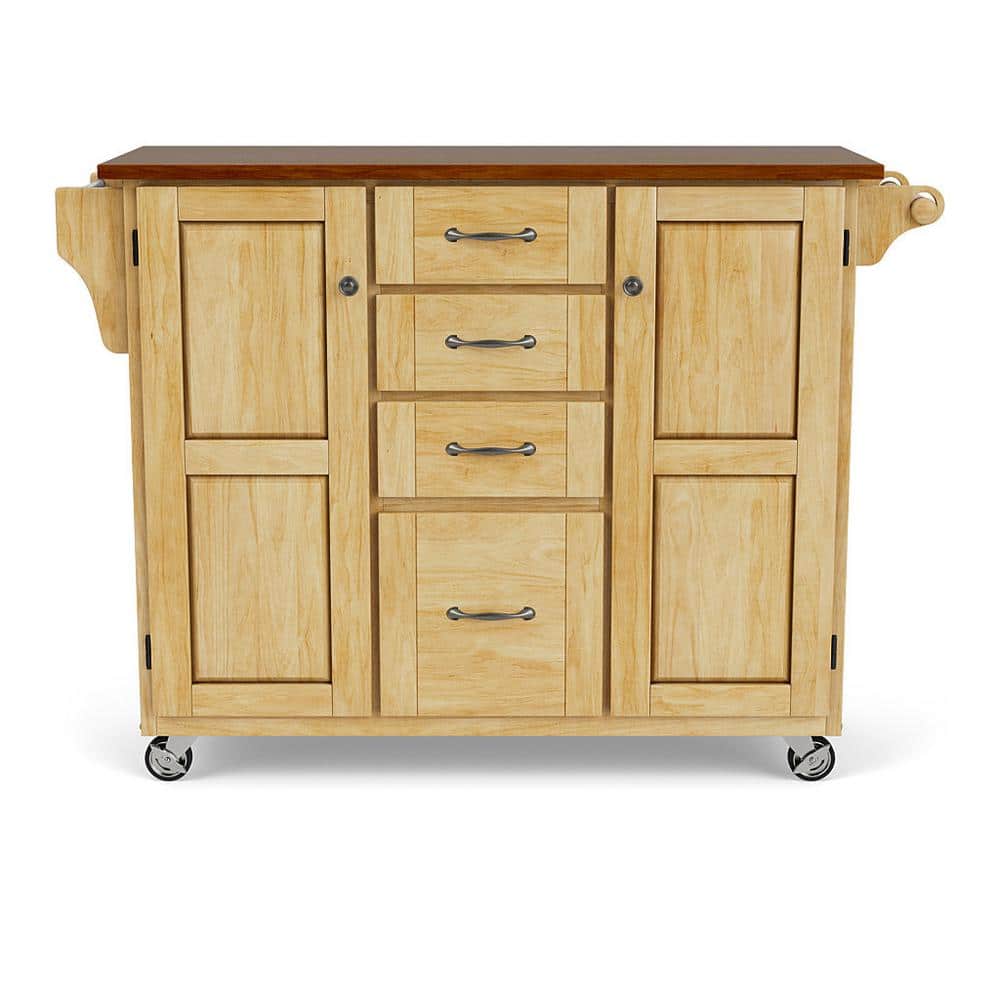 HOMESTYLES Create-a-Cart Natural Kitchen Cart with Cherry Wood Top 9100 ...