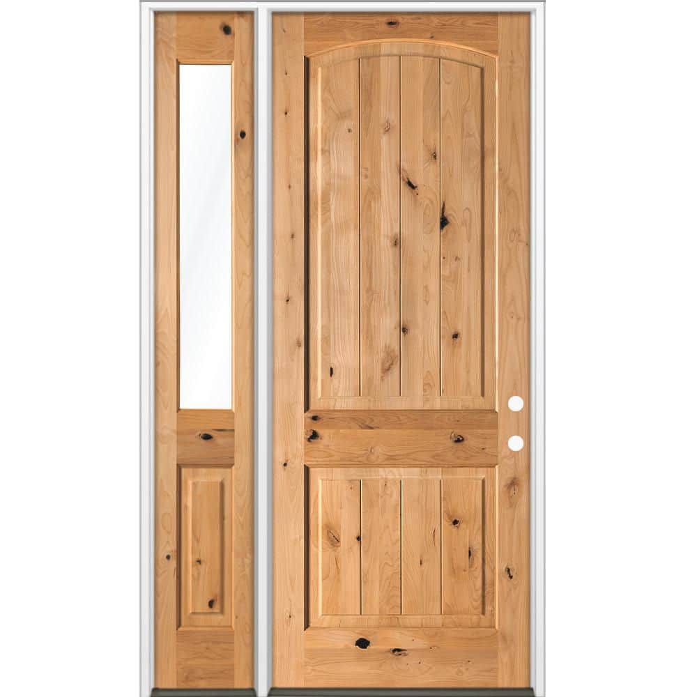 Krosswood Doors 44 in. x 96 in. Knotty Alder Arch Top Left-Hand/Inswing ...