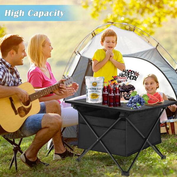 Movisa Portable Folding Aluminum Alloy Table with High-Capacity Storage ...