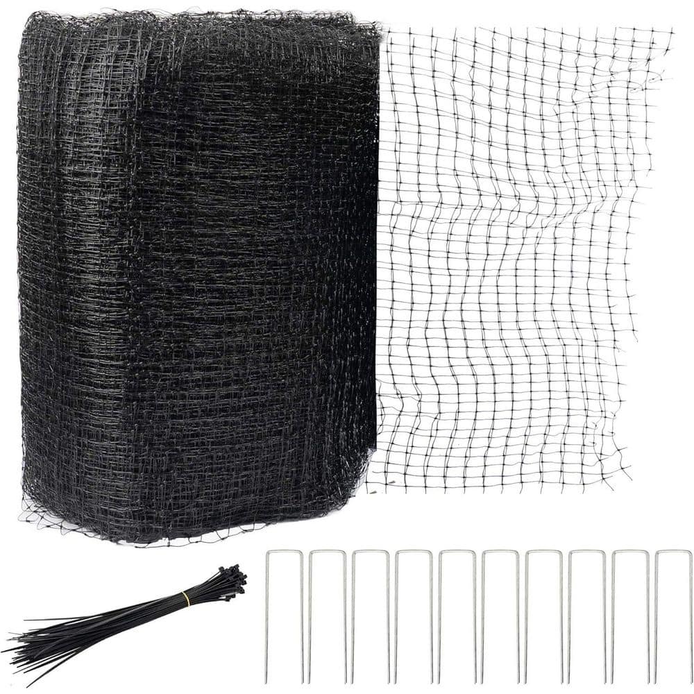 Oyezvary Outdoor Garden Netting 7 ft. x 100 ft. with Cable Ties for ...