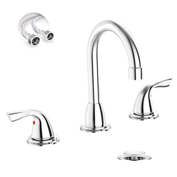 Phiestina Chrome 8 in. Bathroom Sink Faucet Widespread 2 Handle with ...