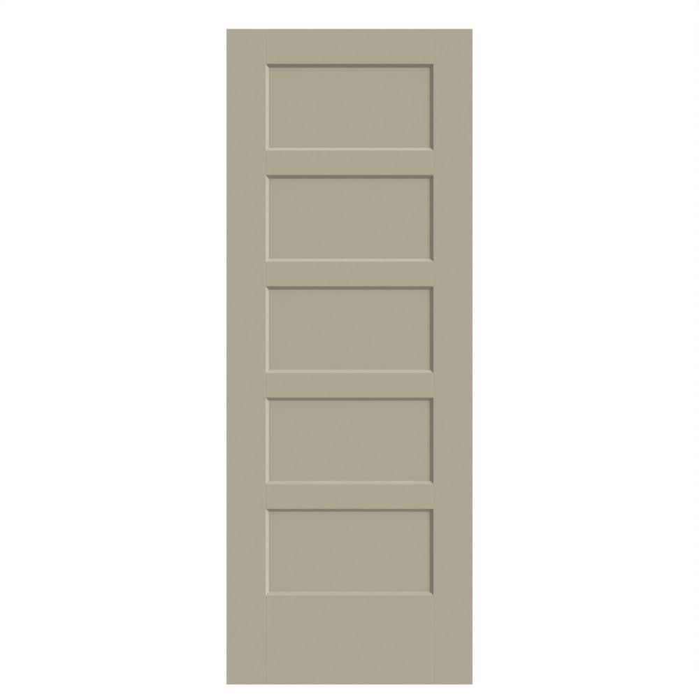 Masonite 32 in. x 80 in. 5-Panel Bayshore Single Bore Solid Core Smoked ...