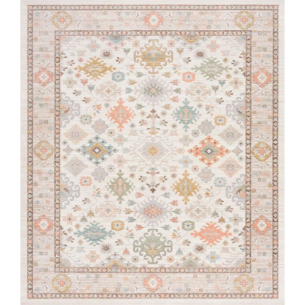 Tayse Rugs Crestwood Cream 8 ft. x 10 ft. Oriental Indoor Area Rug ...