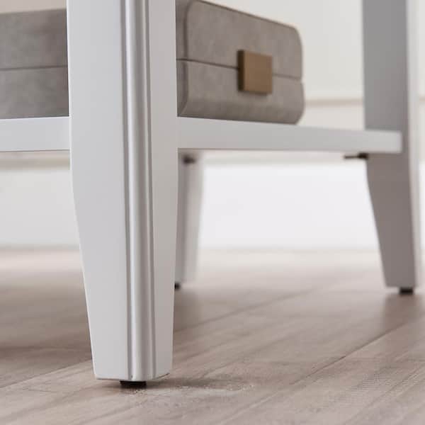 Leick Home Laurent 12 in. White Rectangle Solid Wood Narrow End Table ...