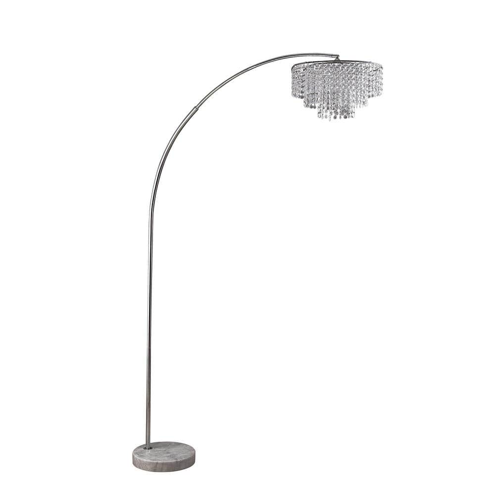 Sunpez 86 in. H Chrome 1-Shade Crystal Arch Floor Lamp ME-B81TBL34 ...