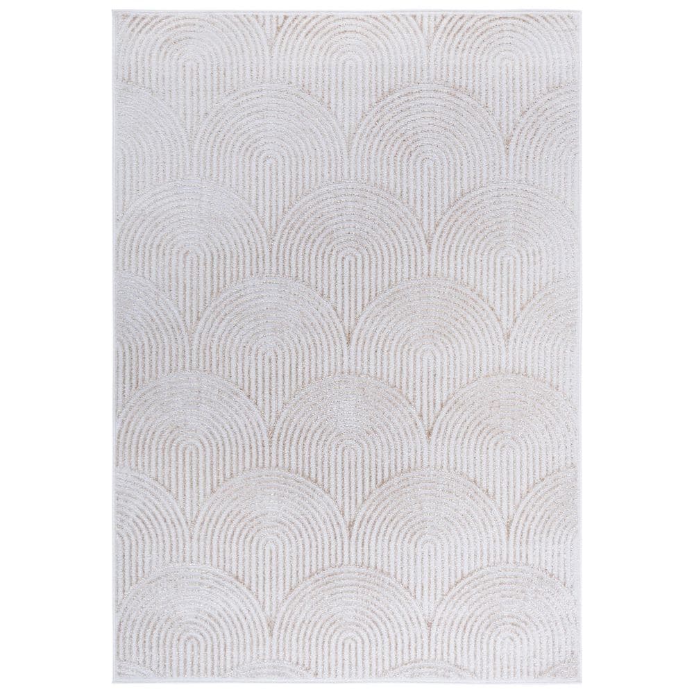 SAFAVIEH Maya Ivory/Beige 9 ft. x 12 ft. Geometric Arches Area Rug ...