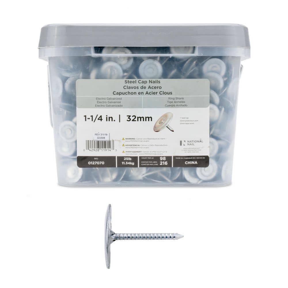 Stinger 1-1/4 in. x 12-Gauge Electro Galvanized Steel Cap Roofing Nail ...