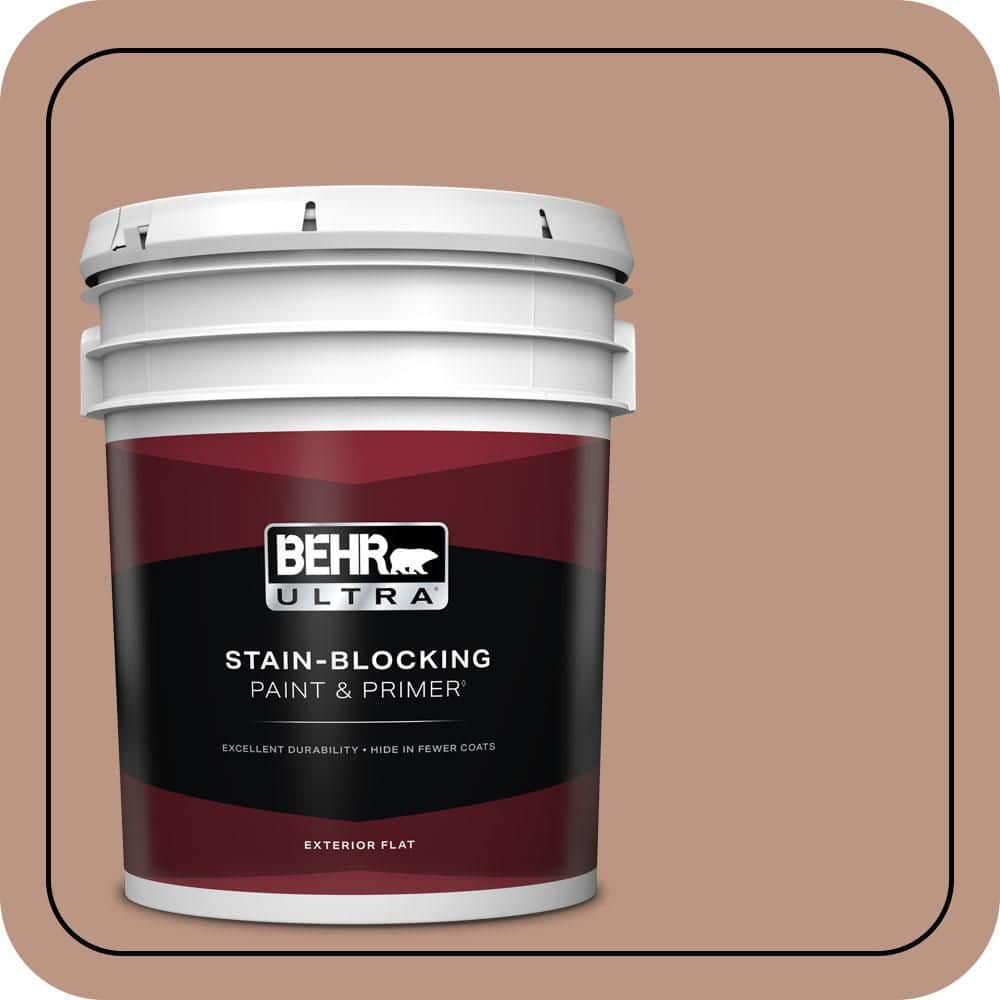 BEHR ULTRA 5 gal. #S190-4 Spiced Brandy Flat Exterior Paint & Primer ...