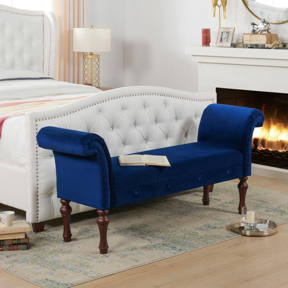 Jennifer Taylor Elise Navy Blue Roll Arm Entryway Bench 9605-859 - The ...
