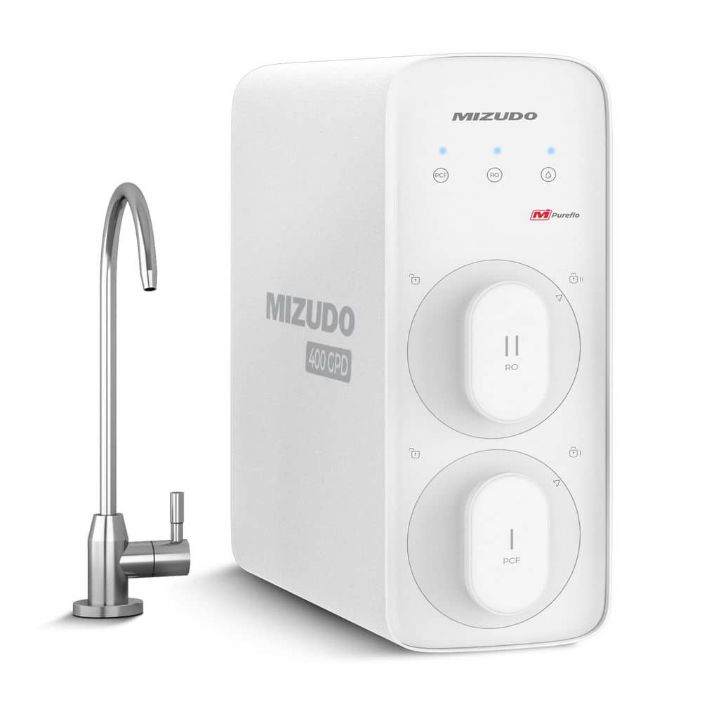MIZUDO Pureflo 8-Stage Tankless Reverse Osmosis System, 400 GPD Under Sink RO Water Filter ...