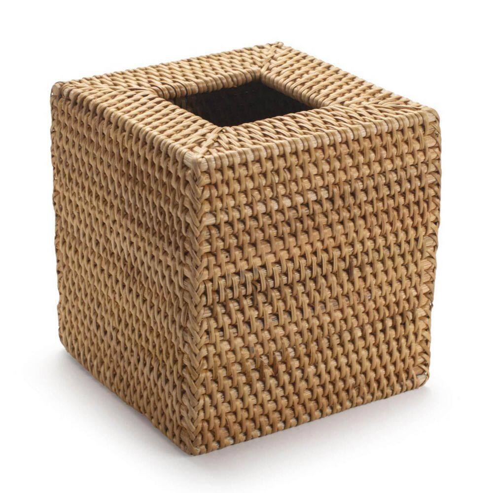 Wudkey Tissue Box Cover with Natural Woven Rattan, Open Bottom for Easy ...