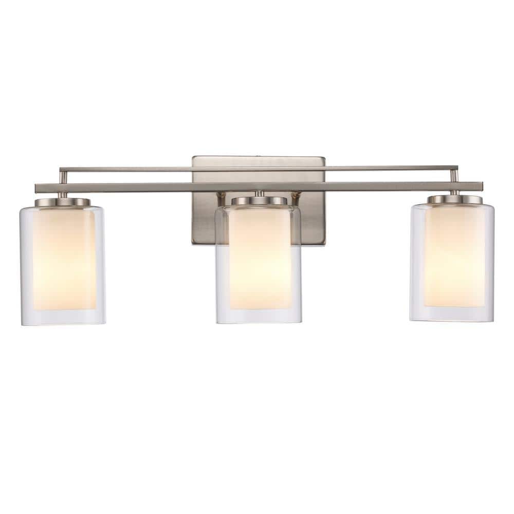 Bel Air Lighting Lisbon 24 in. 3-Light Brushed Nickel Bathroom Vanity ...