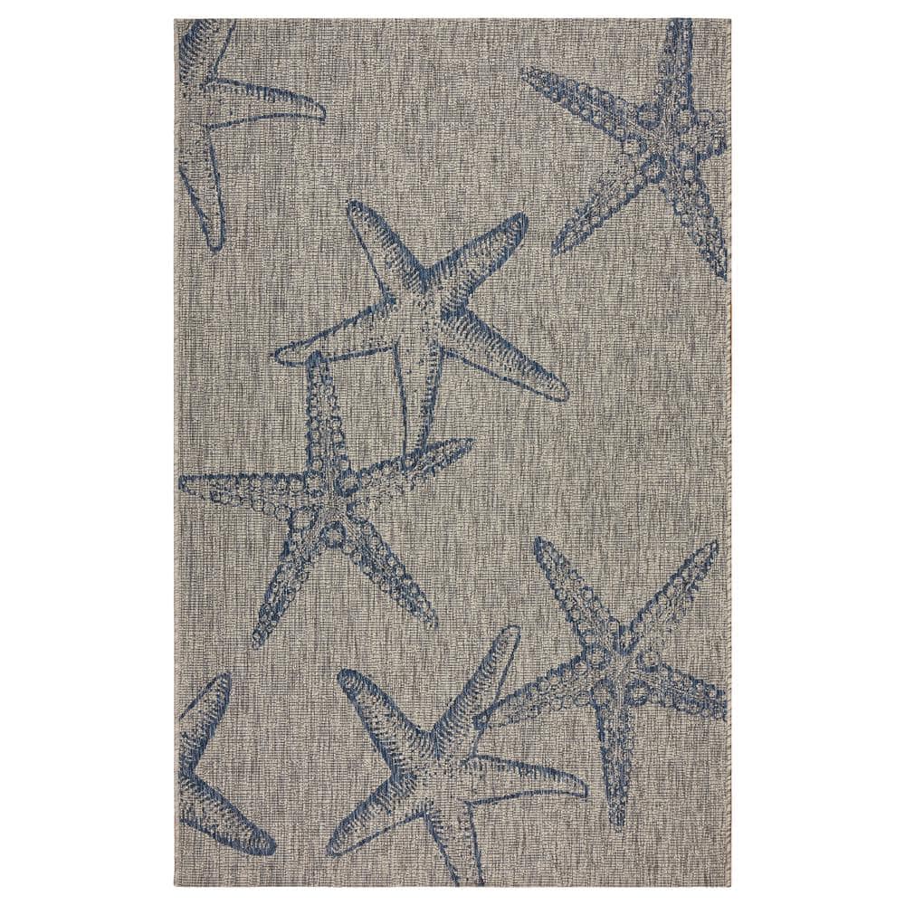 Camila Constellation Gray/Navy Blue 5 ft. x 7 ft. Coastal Starfish ...