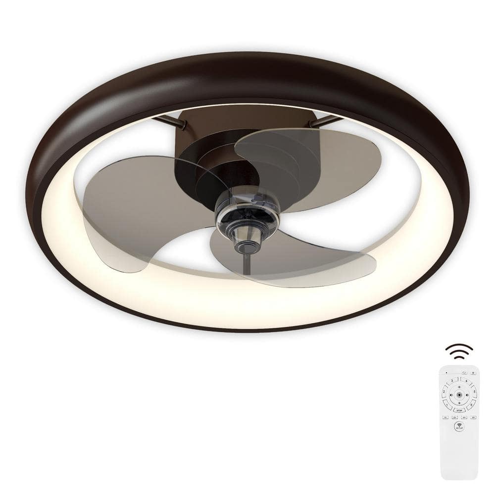 20 in. Indoor Black Ceiling Fan with Lights with Remote, Flush Mount ...