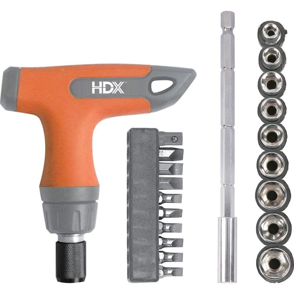 HDX Ratcheting T-Handle Screwdriver Set (21-Piece) 97640 - The Home Depot