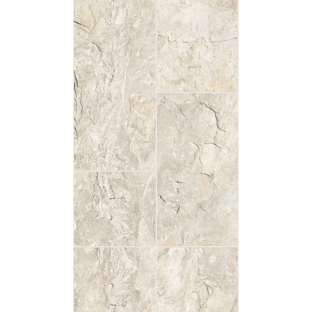 Bricks and More Collection Cream/White Stone Tile Matte Finish Vinyl on ...