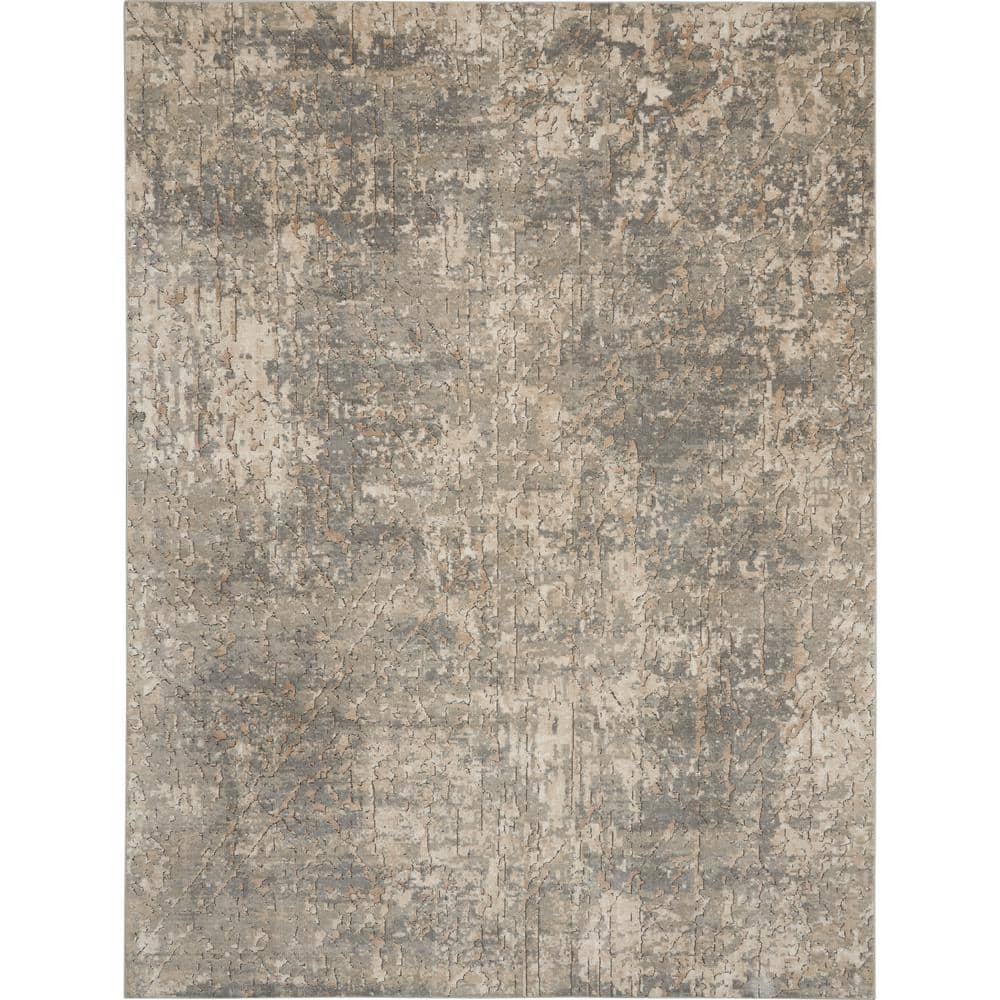 Nourison Concerto Beige/Grey 7 ft. x 10 ft. Abstract Rustic Area Rug ...
