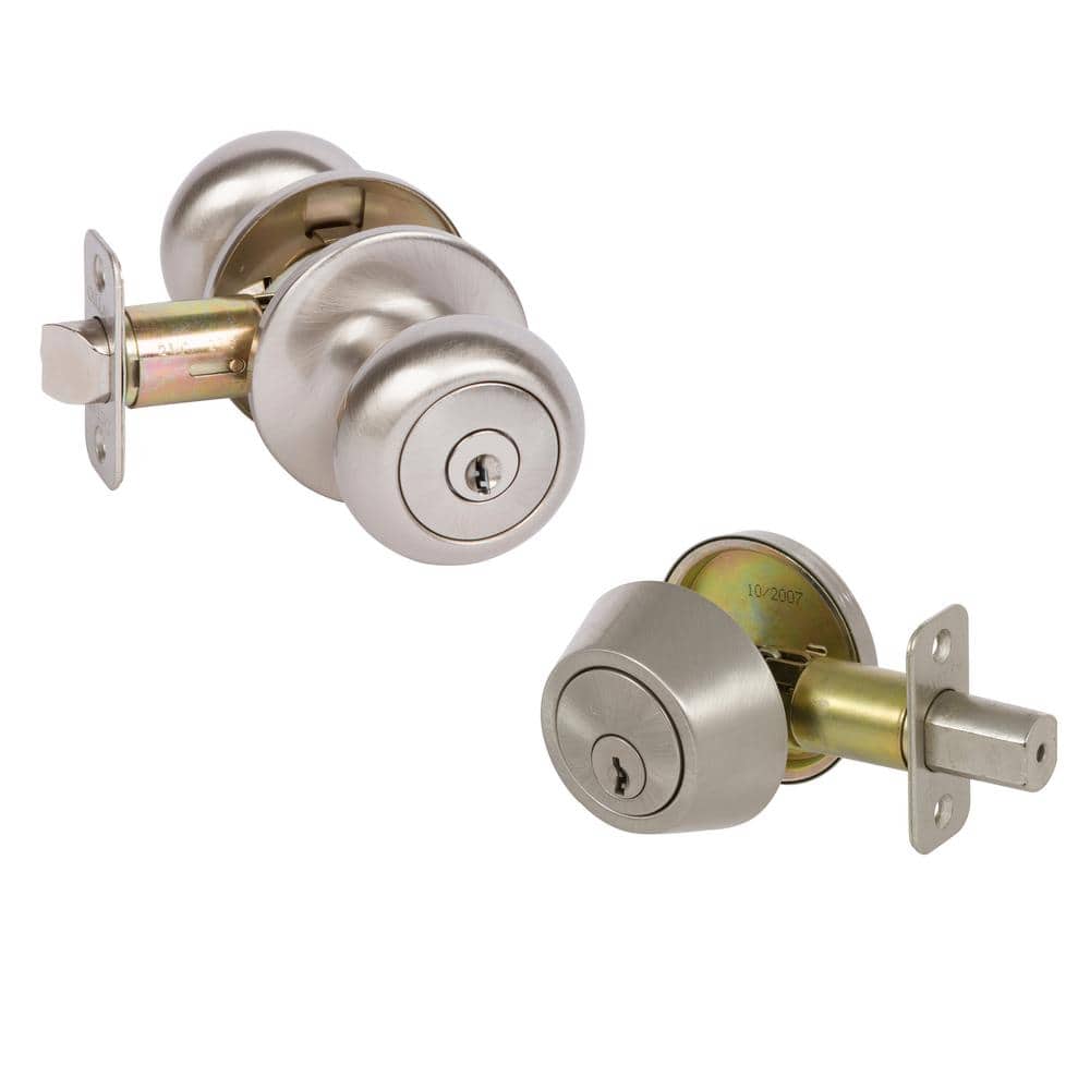DELANEY HARDWARE Saxon Satin Nickel Single Cylinder Deadbolt and Entry ...