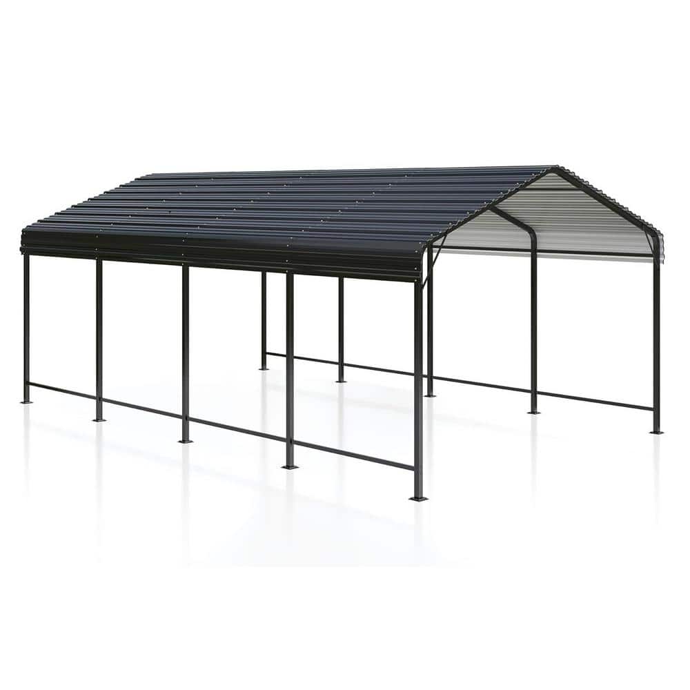 VIWAT 12 ft. W x 20 ft. D Metal Carport with Enhanced Base Outdoor ...