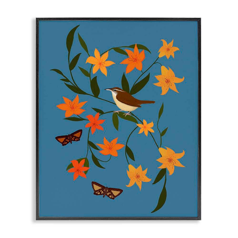 Stupell Industries Sparrow on Lily Bunches by Michelle Ingari Designs ...